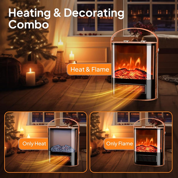 1500W Electric Fireplace Stove Heater, Portable Freestanding Mini Heat ...